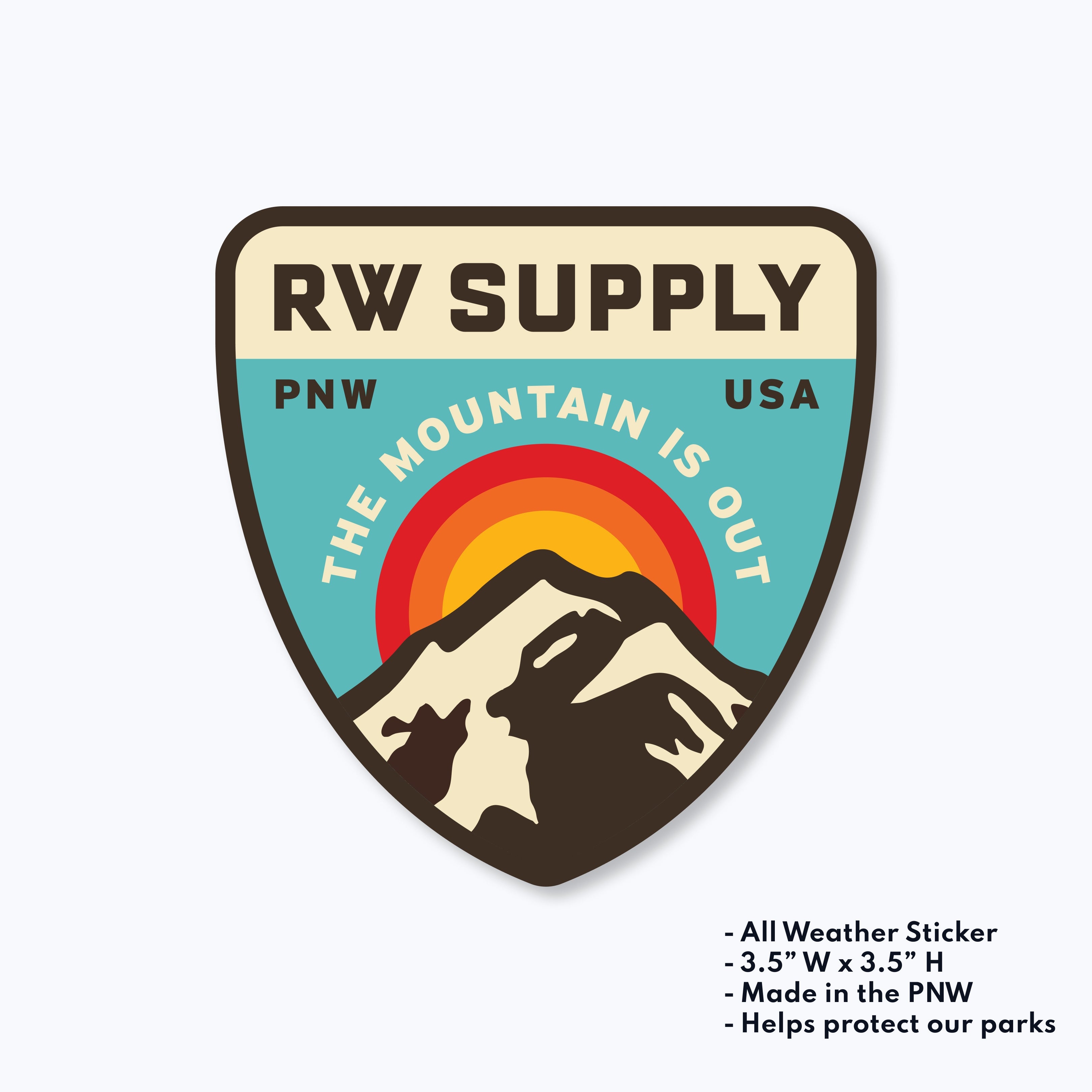 RW Supply The Mountain Is Out Sticker – Rainier Watch