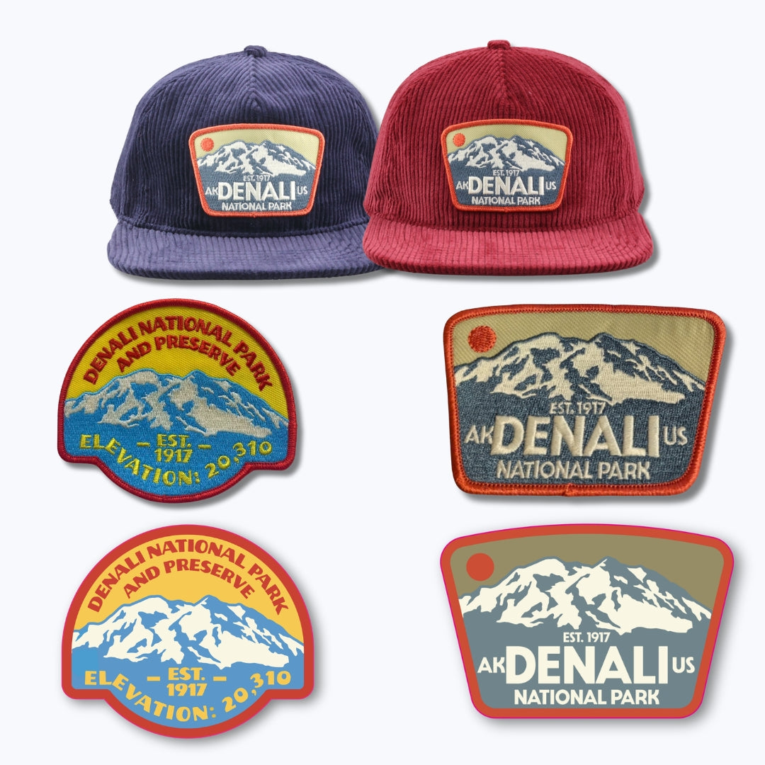 Denali National Park Bundle - 1 Corduroy Cap, 2 Stickers, 2 Patches – Rainier Watch