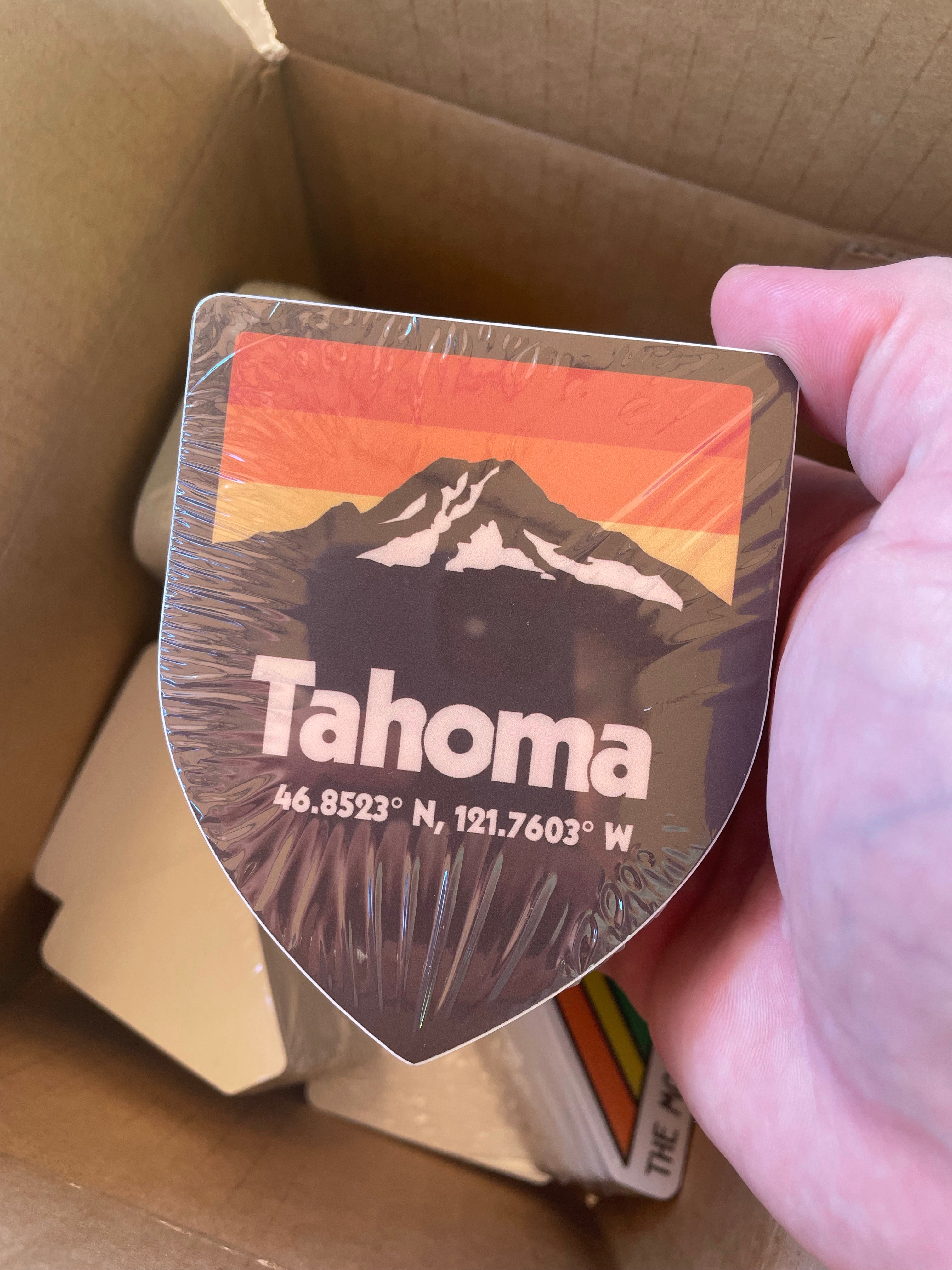Mount Tahoma Coordinates Badge Sticker – Rainier Watch